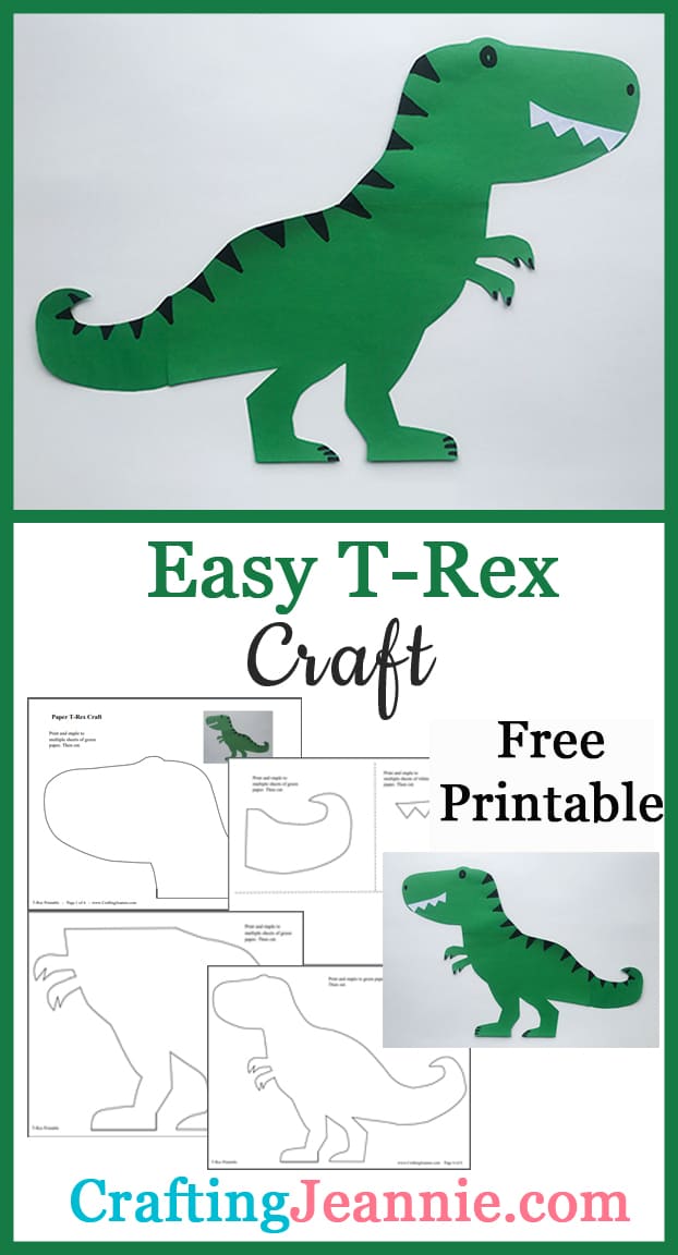 T-Rex Dinosaur Craft (Free Template) - Crafting Jeannie
