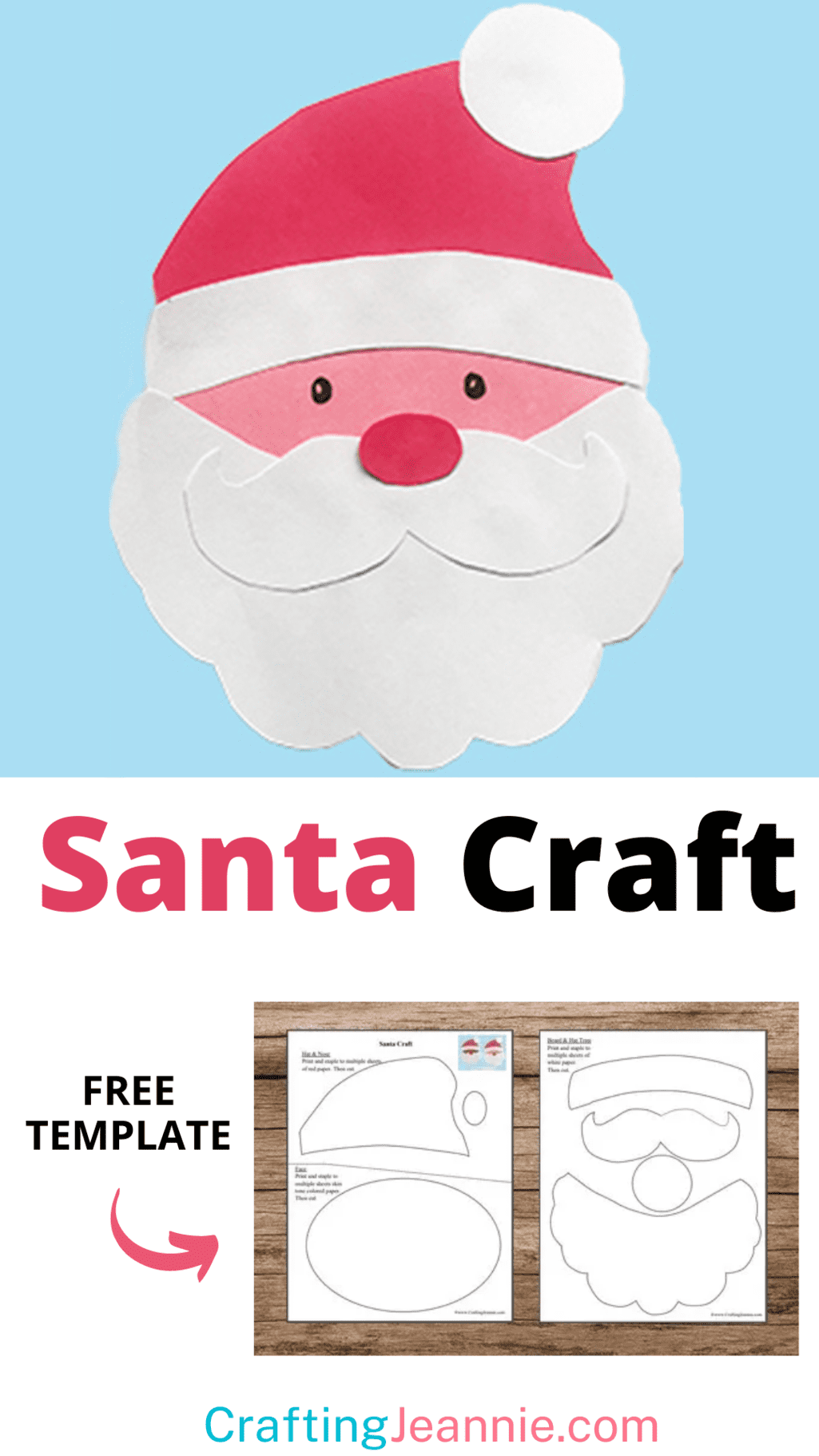 Easy Paper Santa Craft (Free Template) - Crafting Jeannie