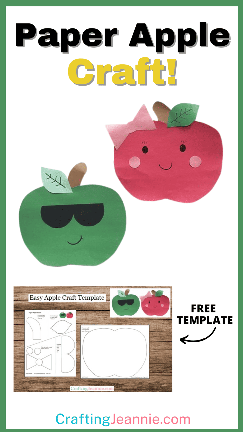 Paper Apple Craft (Free Template) - Crafting Jeannie
