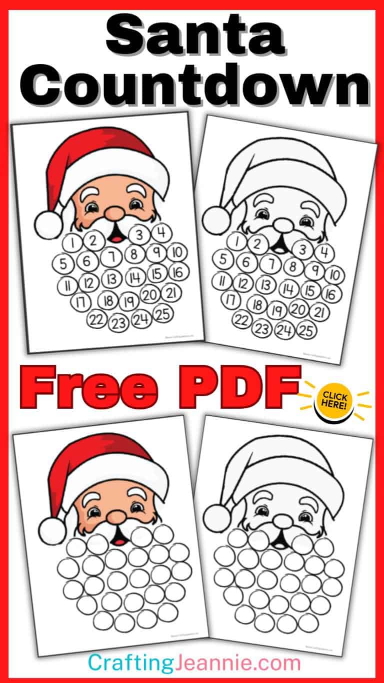 Santa Beard Countdown Printable (Free PDF) - Crafting Jeannie